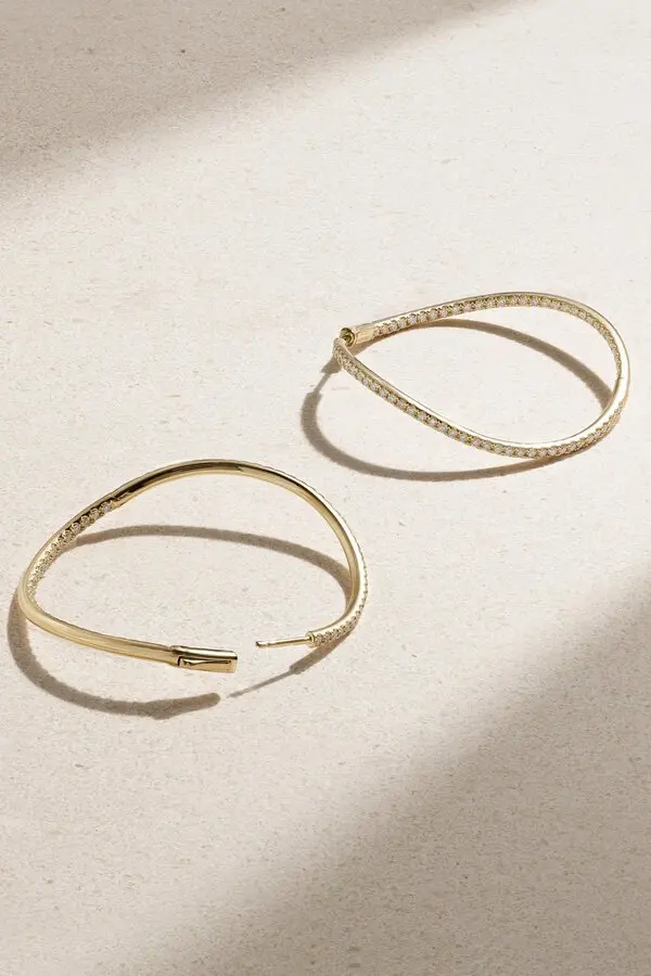 ANITA KO Twisted 18-karat Diamond Hoop Earrings