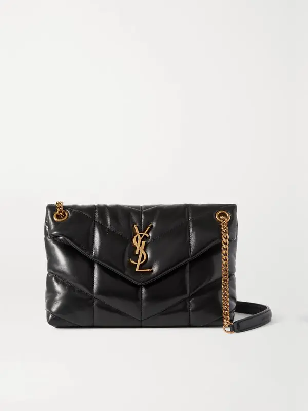 Saint Laurent Small Matelassé Leather Shoulder Bag - Black