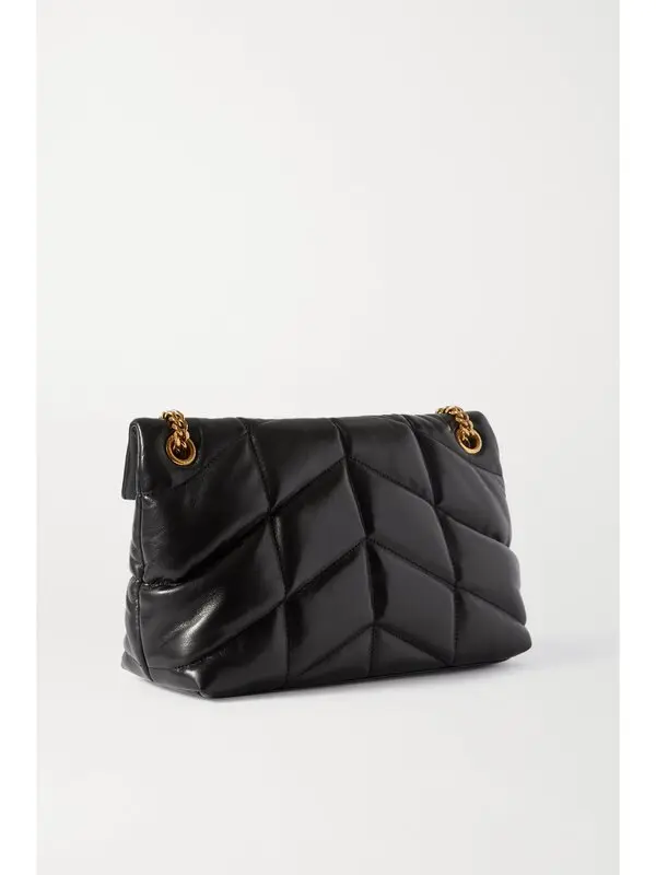 Saint Laurent Small Matelassé Leather Shoulder Bag - Black