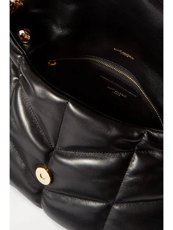 Saint Laurent Small Matelassé Leather Shoulder Bag - Black