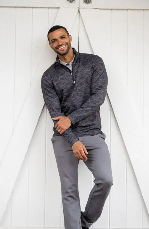 Cutter & Buck Traverse Camo Quarter Zip Pullover - Black