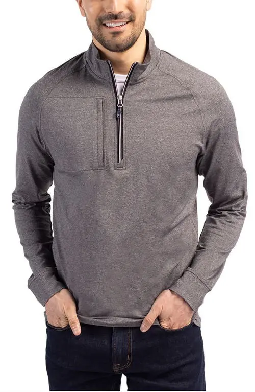 Cutter & Buck Adapt Heather Quarter Zip Pullover - Black Heather