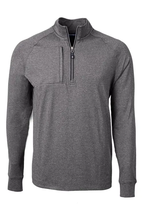 Cutter & Buck Adapt Heather Quarter Zip Pullover - Black Heather
