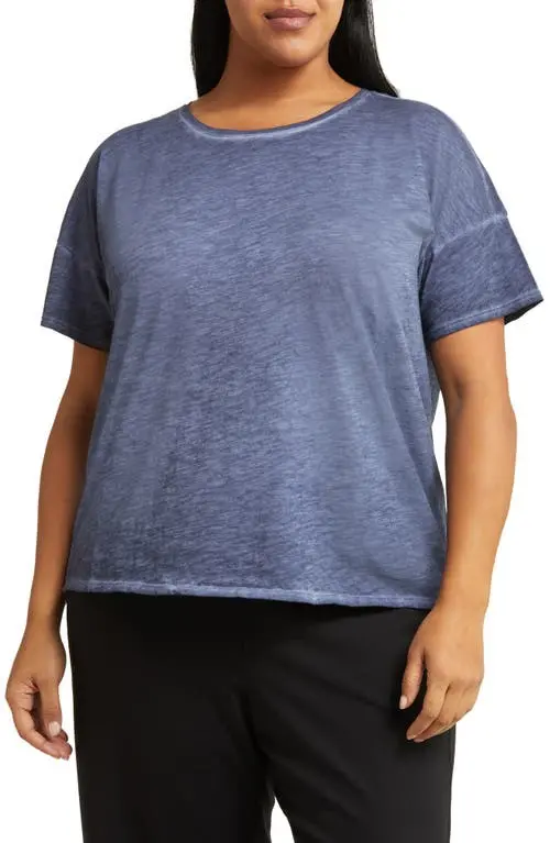 Eileen Fisher Slubbed Organic Cotton Crewneck T-shirt - Twilight