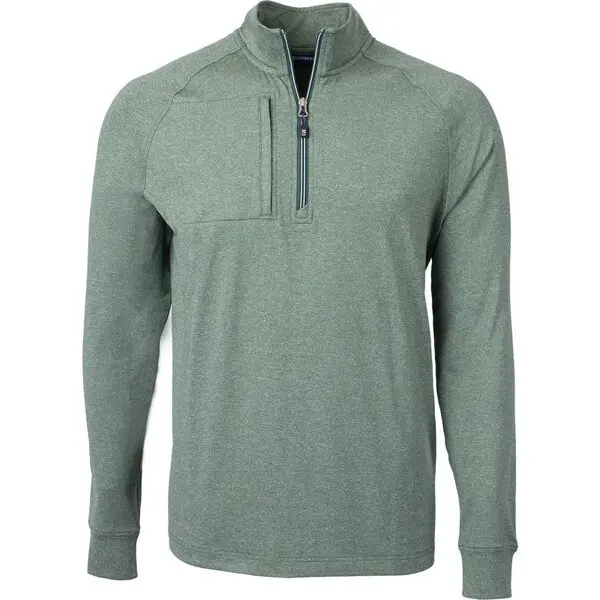 Cutter & Buck Adapt Heather Quarter Zip Pullover - Hunter Heather