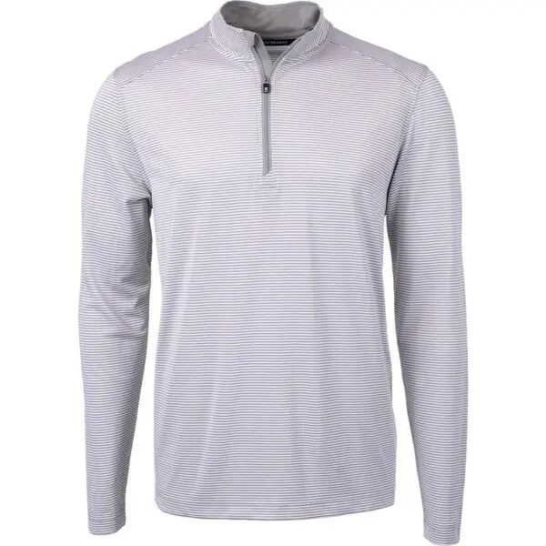 Cutter & Buck Virtue Micro Stripe Quarter Zip Pullover - Polished/white
