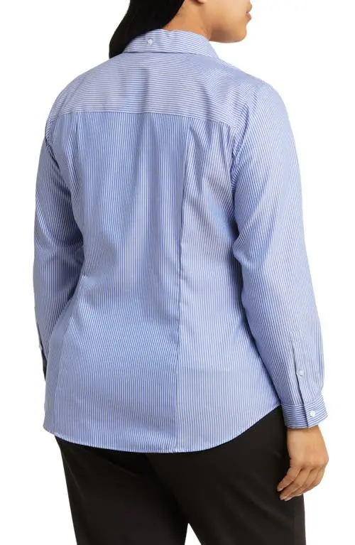 Jones New York Striped Cotton Shirt - Blue/white