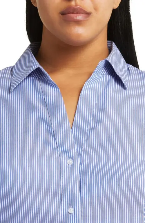 Jones New York Striped Cotton Shirt - Blue/white