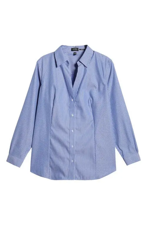 Jones New York Striped Cotton Shirt - Blue/white