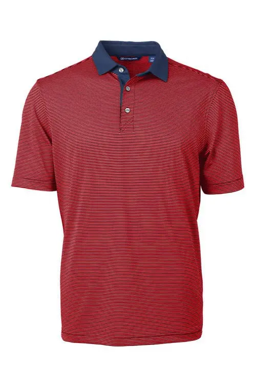 Cutter & Buck Virtue Micro Stripe Polo - Red/navy Blue