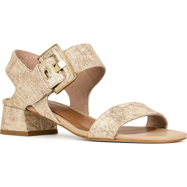 DONALD PLINER Snakeskin Print Sandals - Camel