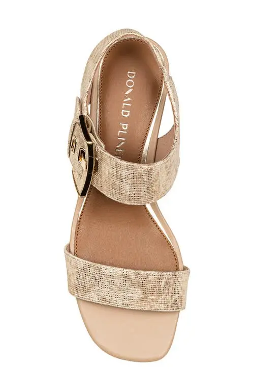 DONALD PLINER Snakeskin Print Sandals - Camel