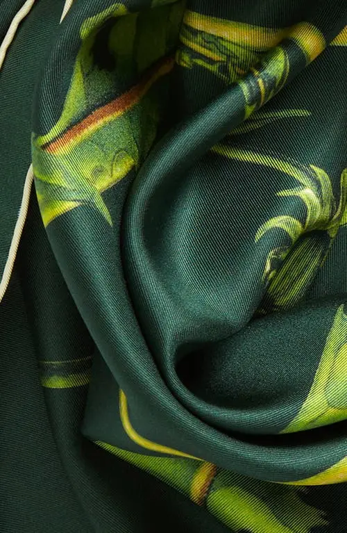 Burberry Dandelion Argyle Silk Twill Square Scarf In Ivy - 70% Off