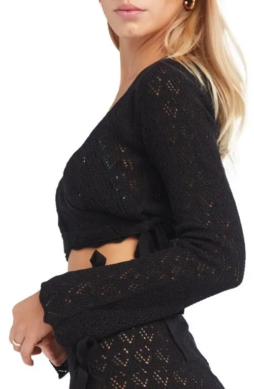 CAPITTANA Kaia Crochet Cover-up Sweater - Black