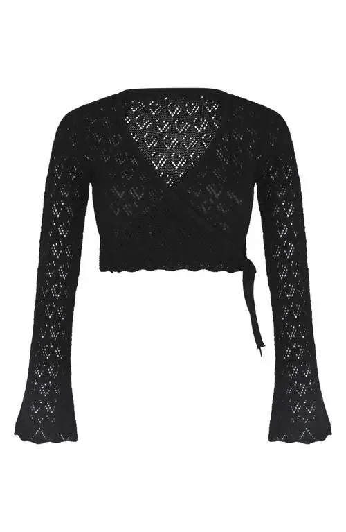 CAPITTANA Kaia Crochet Cover-up Sweater - Black