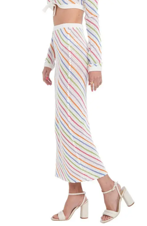 CAPITTANA Bruna Stripe Crochet Cover-up Skirt