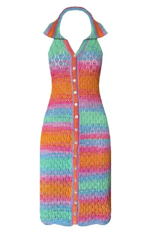CAPITTANA Cielo Multicolor Crochet Halter Cover-up Dress