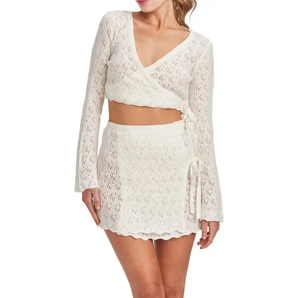 CAPITTANA Kaia Openwork Crochet Cover-up Miniskirt - Ivory