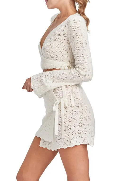 CAPITTANA Kaia Openwork Crochet Cover-up Miniskirt - Ivory