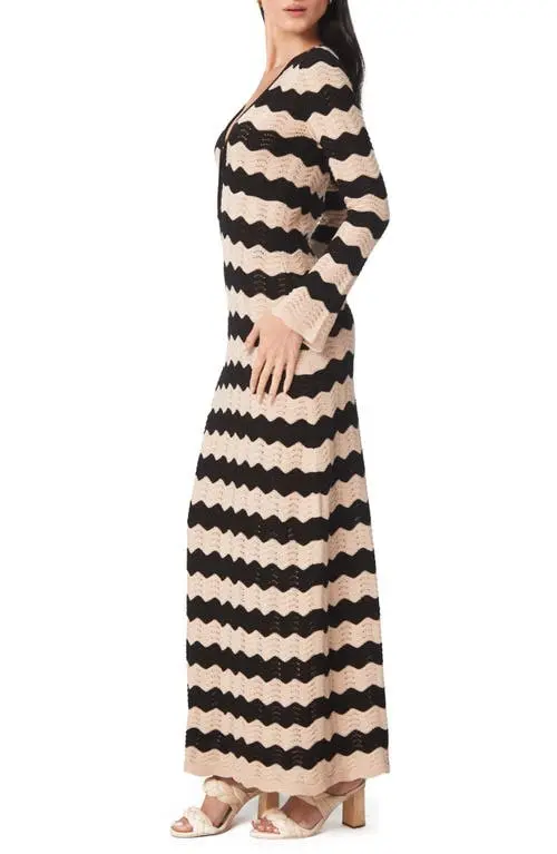 CAPITTANA Ella Stripe Long Sleeve Knit Cover-up Dress