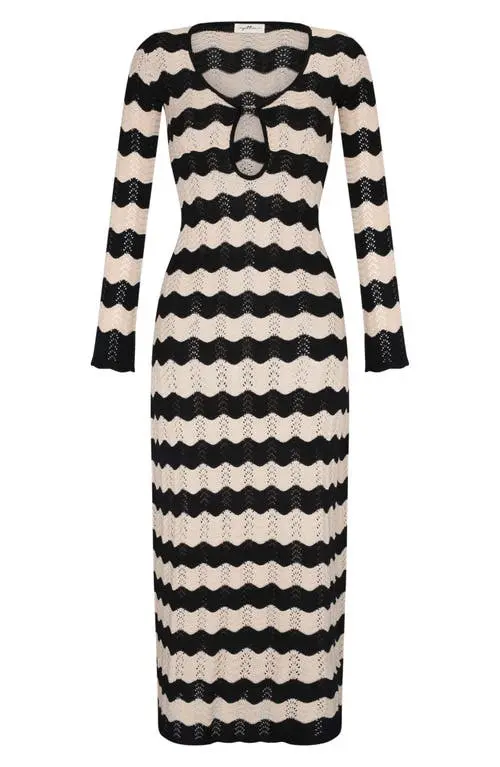 CAPITTANA Ella Stripe Long Sleeve Knit Cover-up Dress
