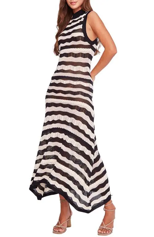 CAPITTANA Mila Stripe Crochet Sleeveless Cover-up Dress