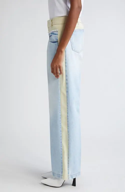 Stella McCartney Two-tone Mixed Media High Waist Straight Leg Jeans