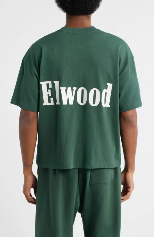 ELWOOD Boxy Heavyweight Cotton Crop T-shirt - Emerald