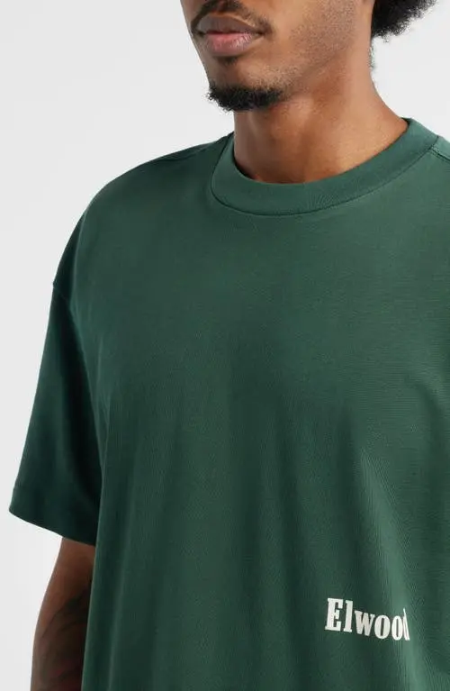 ELWOOD Boxy Heavyweight Cotton Crop T-shirt - Emerald