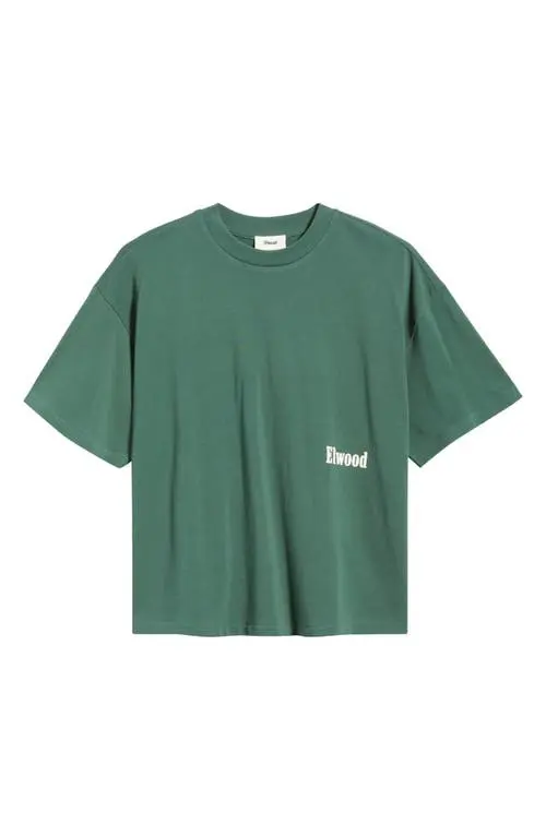 ELWOOD Boxy Heavyweight Cotton Crop T-shirt - Emerald