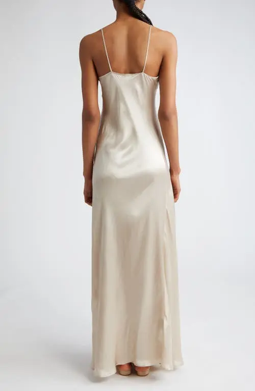 Eleventy Silk Charmeuse Slip Dress - Sand