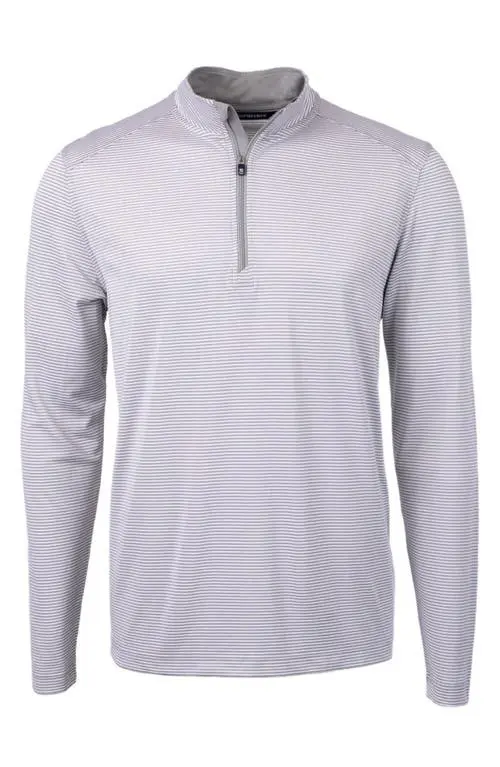 Cutter & Buck Virtue Micro Stripe Quarter Zip Pullover - Polished/ White