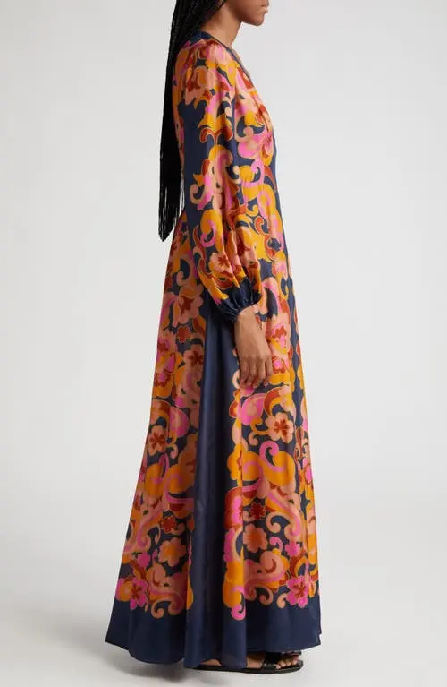 Zimmermann Acadian Paisley Long Sleeve Silk Maxi Dress