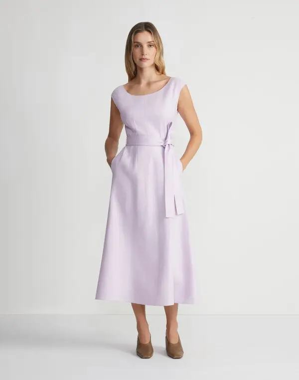 slim fit dress slacks Light Blue Linen Midi Dress – Handmade Fit & Flare for Garden Parties &  Weddings