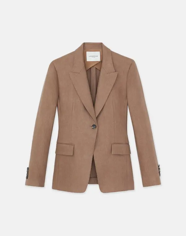 Lafayette 148 New York Linen Single Button Cutaway Blazer