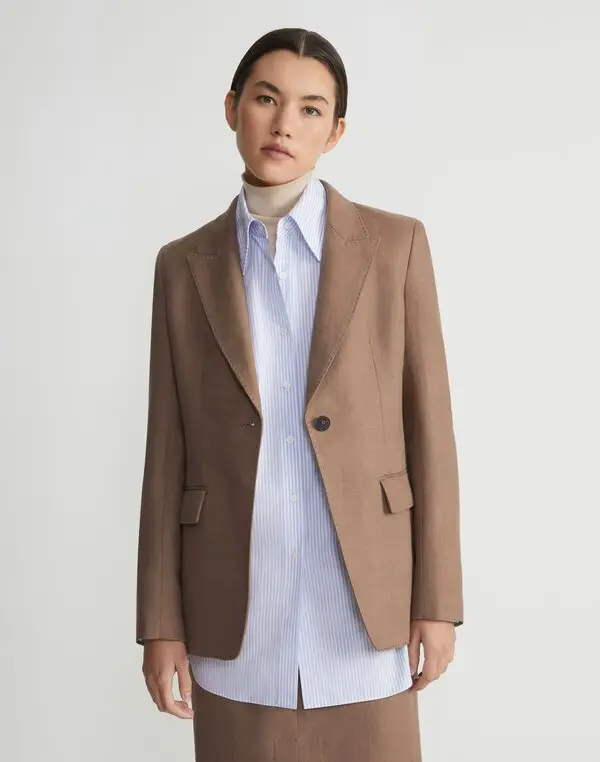Lafayette 148 New York Linen Single Button Cutaway Blazer