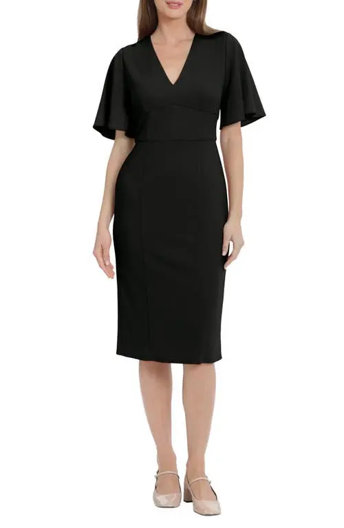 Maggy London Flutter Sleeve Midi Dress