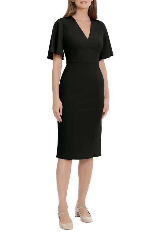 Maggy London Flutter Sleeve Midi Dress
