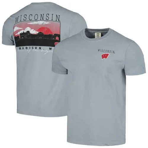 IMAGE ONE Wisconsin Badgers Campus Scene Comfort Colors T-shirt - Gray