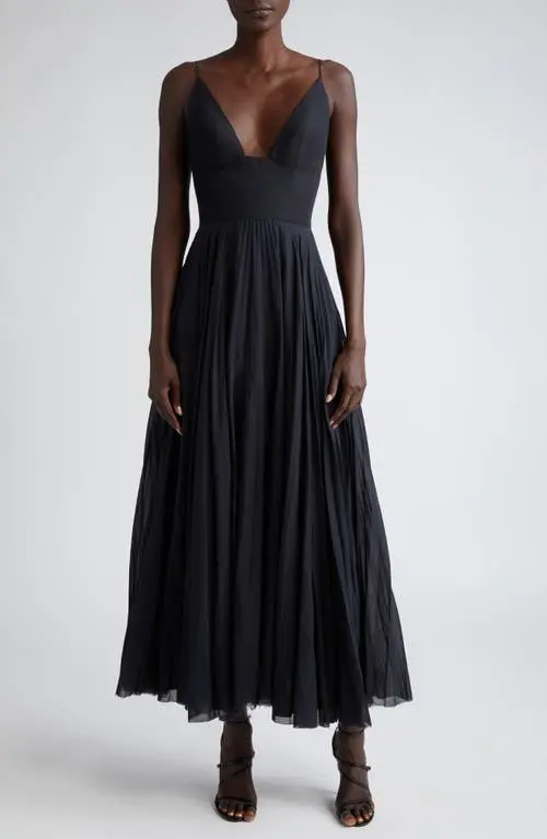 Brandon Maxwell Wesley Pleated Maxi Dress In Black - 52% Off | Editorialist