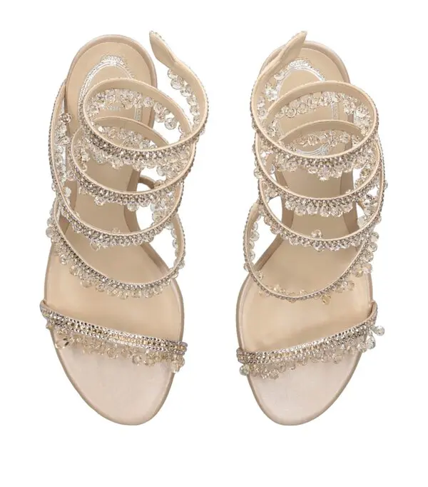 Rene Caovilla Leather Chandelier Sandals 80 - Beige
