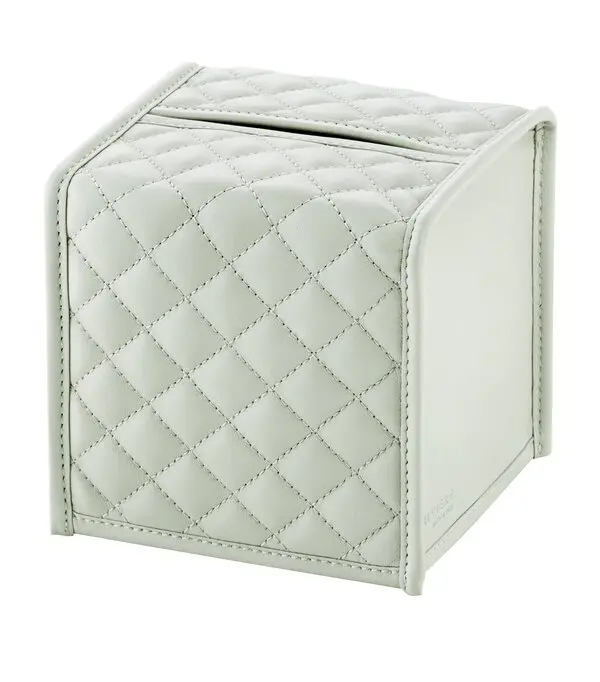 RIVIERE Leather Square Elba Diamonds Tissue Box - Green