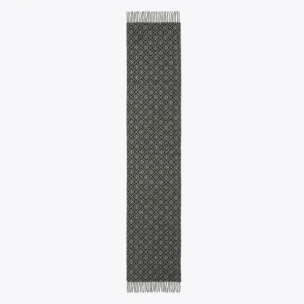 Tory Burch T Monogram Oblong Scarf - Black