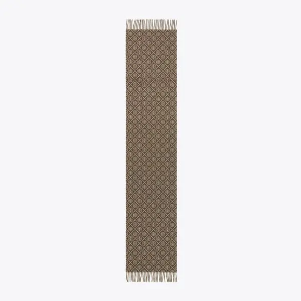 Tory Burch T Monogram Oblong Scarf - Brown