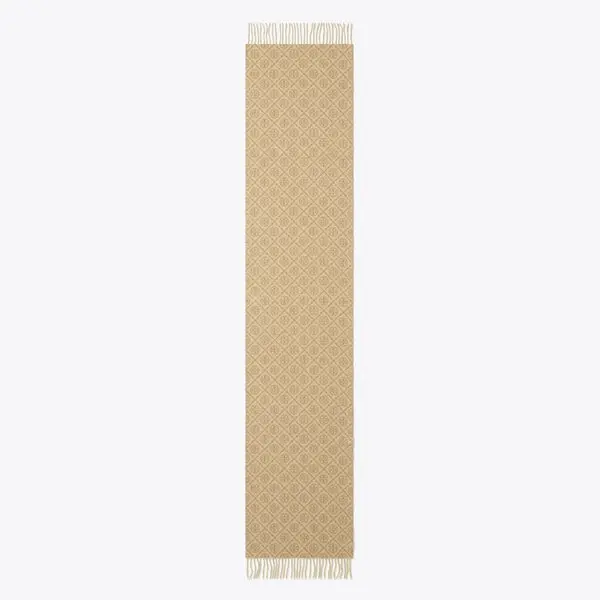 Tory Burch T Monogram Oblong Scarf - Camel