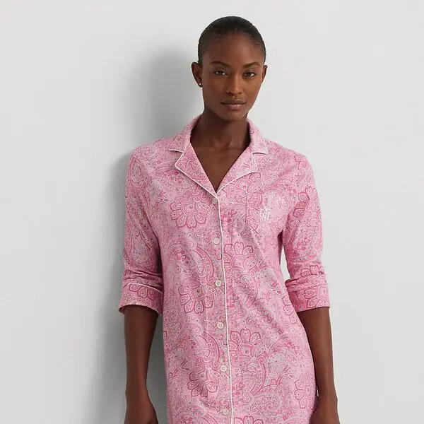 Ralph Lauren Paisley Cotton Jersey Sleep Shirt - Pink Paisley