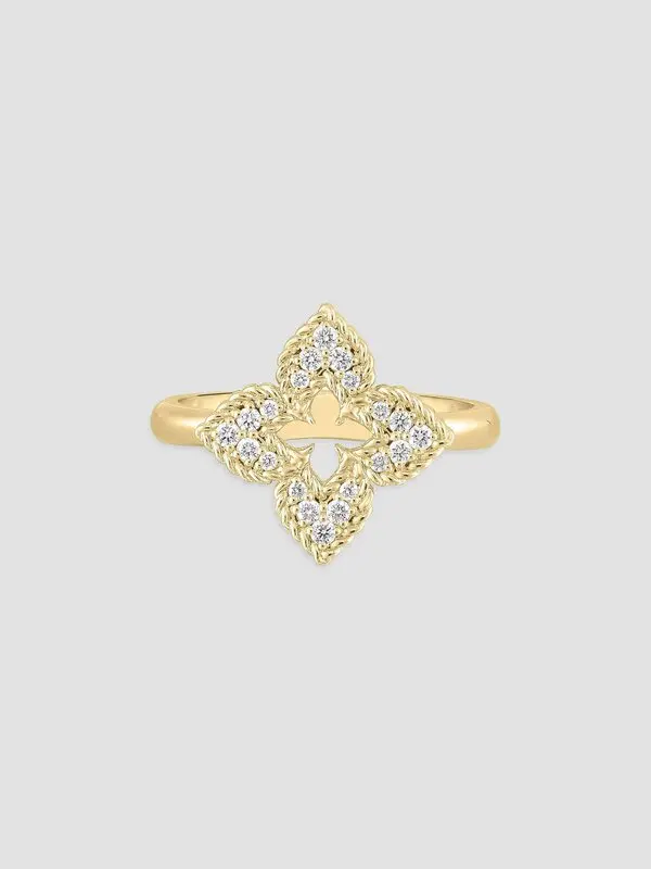Roberto Coin Small 18k & 0.15 Tcw Diamond Venetian Flower Ring - Yellow Gold
