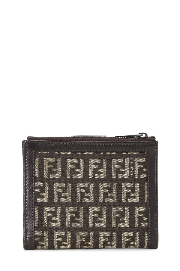 Fendi Zucchino Canvas Compact Wallet - Brown
