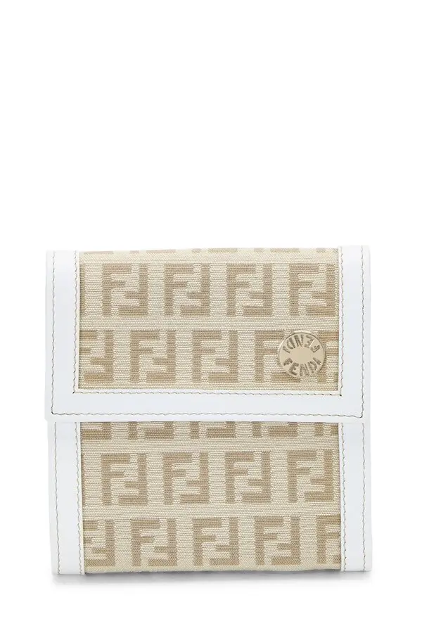 Fendi Zucchino Canvas Compact Wallet - White