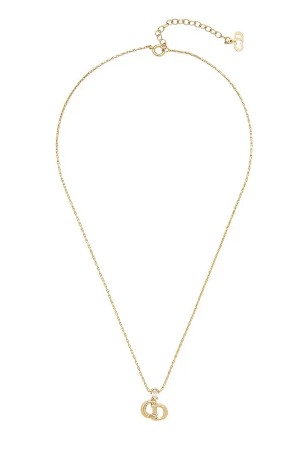 Dior Crystal 'cd' Chain Necklace - Gold